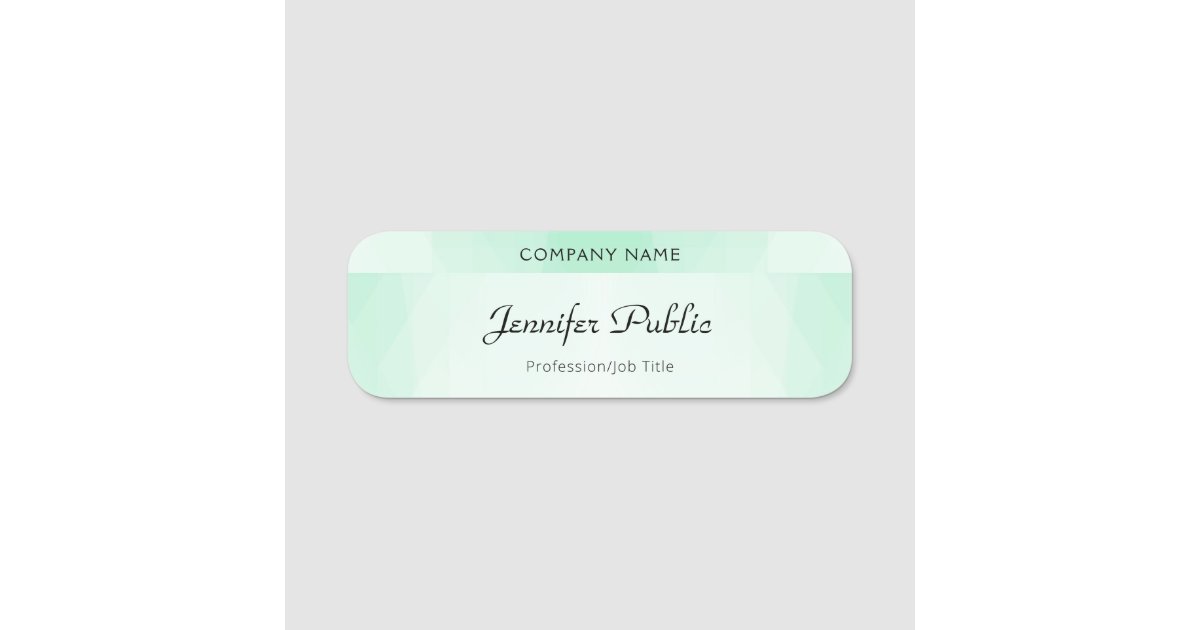 Elegant Mint Green Modern Handwritten Script Name Tag | Zazzle