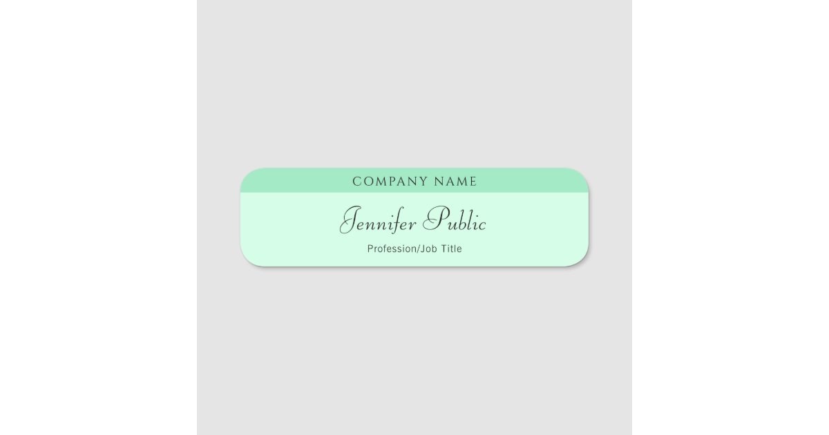 Elegant Mint Green Template Modern Calligraphy Name Tag | Zazzle