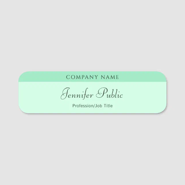 Elegant Mint Green Template Modern Calligraphy Name Tag | Zazzle