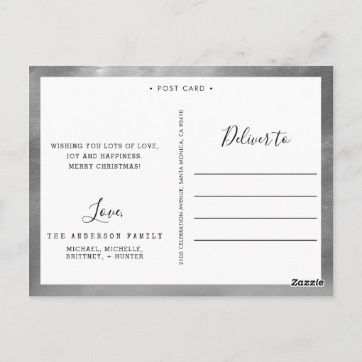 Elegant Mint Holiday Cheer Photo Collage Silver Postcard | Zazzle