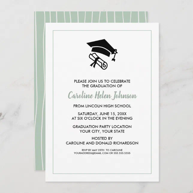 Elegant Mint White Graduation Party Invitation | Zazzle