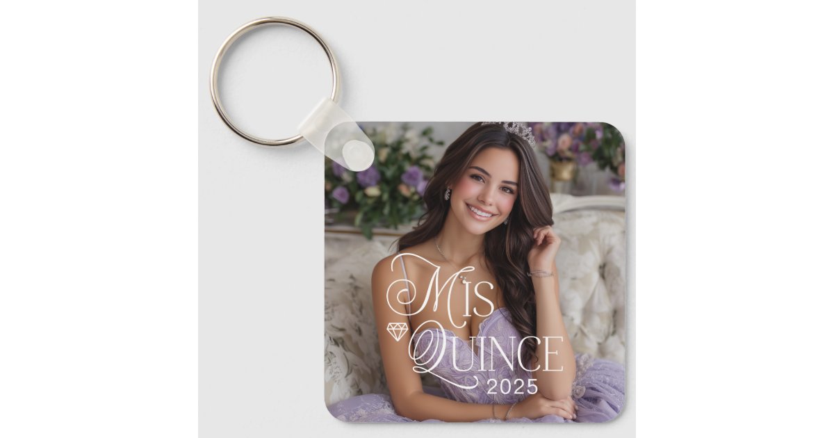 Elegant Mis Quince Quinceañera Photo Keychain | Zazzle