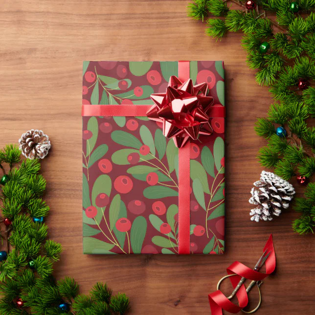 Elegant Mistletoe Christmas Holiday Wrapping Paper | Zazzle