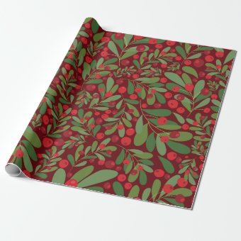 Elegant Mistletoe Christmas Holiday Wrapping Paper | Zazzle