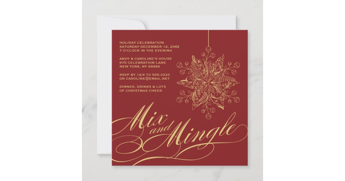 Elegant Mix & Mingle Holiday Party Invitation | Zazzle