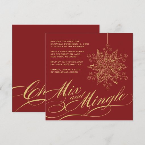 Elegant Mix & Mingle Holiday Party Invitation | Zazzle
