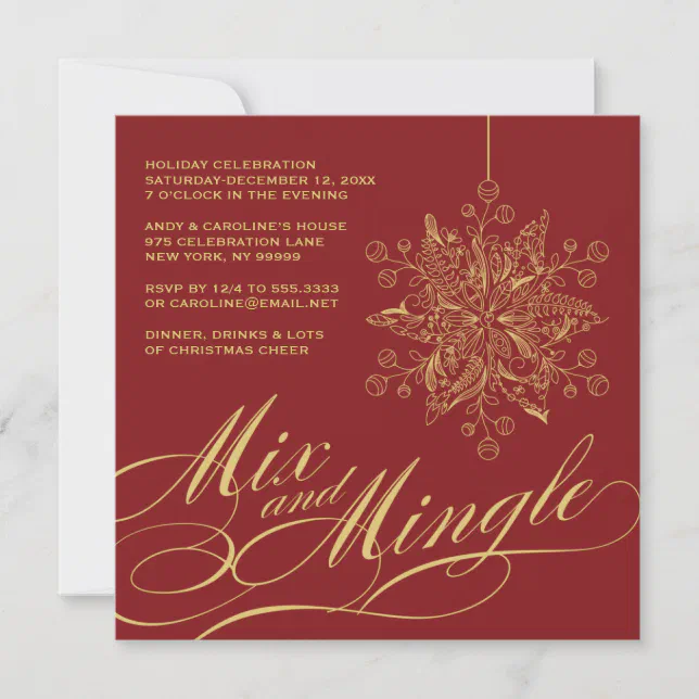Elegant Mix & Mingle Holiday Party Invitation | Zazzle