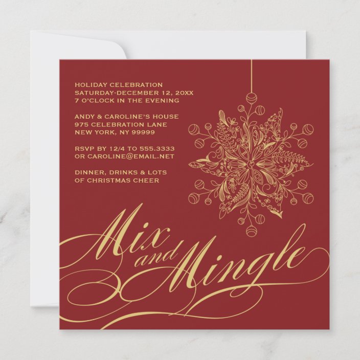 Elegant Mix & Mingle Holiday Party Invitation | Zazzle.com