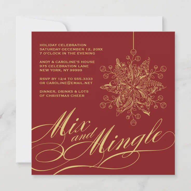 Elegant Mix & Mingle Holiday Party Invitation | Zazzle