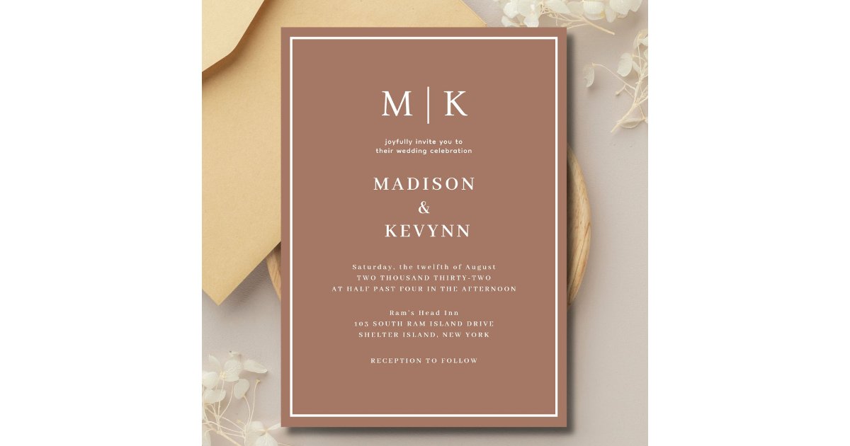 Elegant Mocha Mousse Classic Wedding Invitation | Zazzle