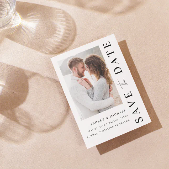 Elegant Modern 3 Photo Wedding Save The Date | Zazzle