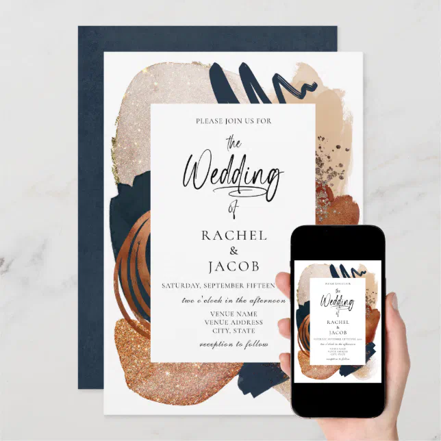 Elegant Modern Abstract Terracotta Wedding Invitation | Zazzle