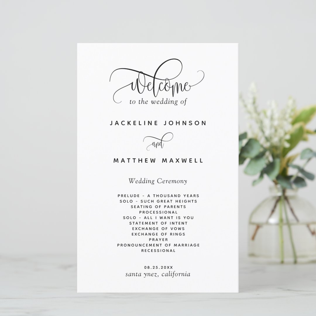 Elegant Modern and Simple, Script Wedding Program | Zazzle