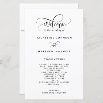Elegant Modern and Simple, Script Wedding Program | Zazzle
