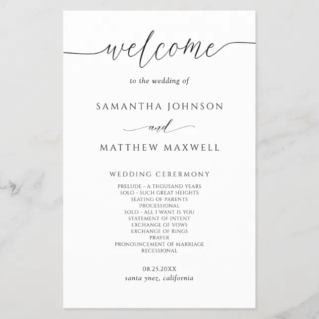 Elegant Modern and Simple Wedding Program | Zazzle