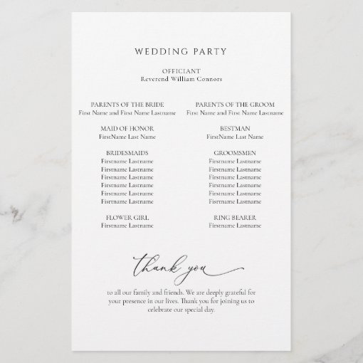 Elegant Modern and Simple Wedding Program | Zazzle