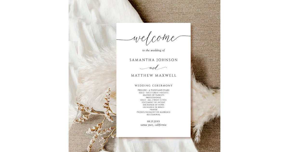 Elegant Modern and Simple Wedding Program | Zazzle