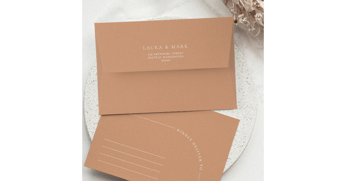 Elegant Modern Arch Rust Wedding Envelope | Zazzle