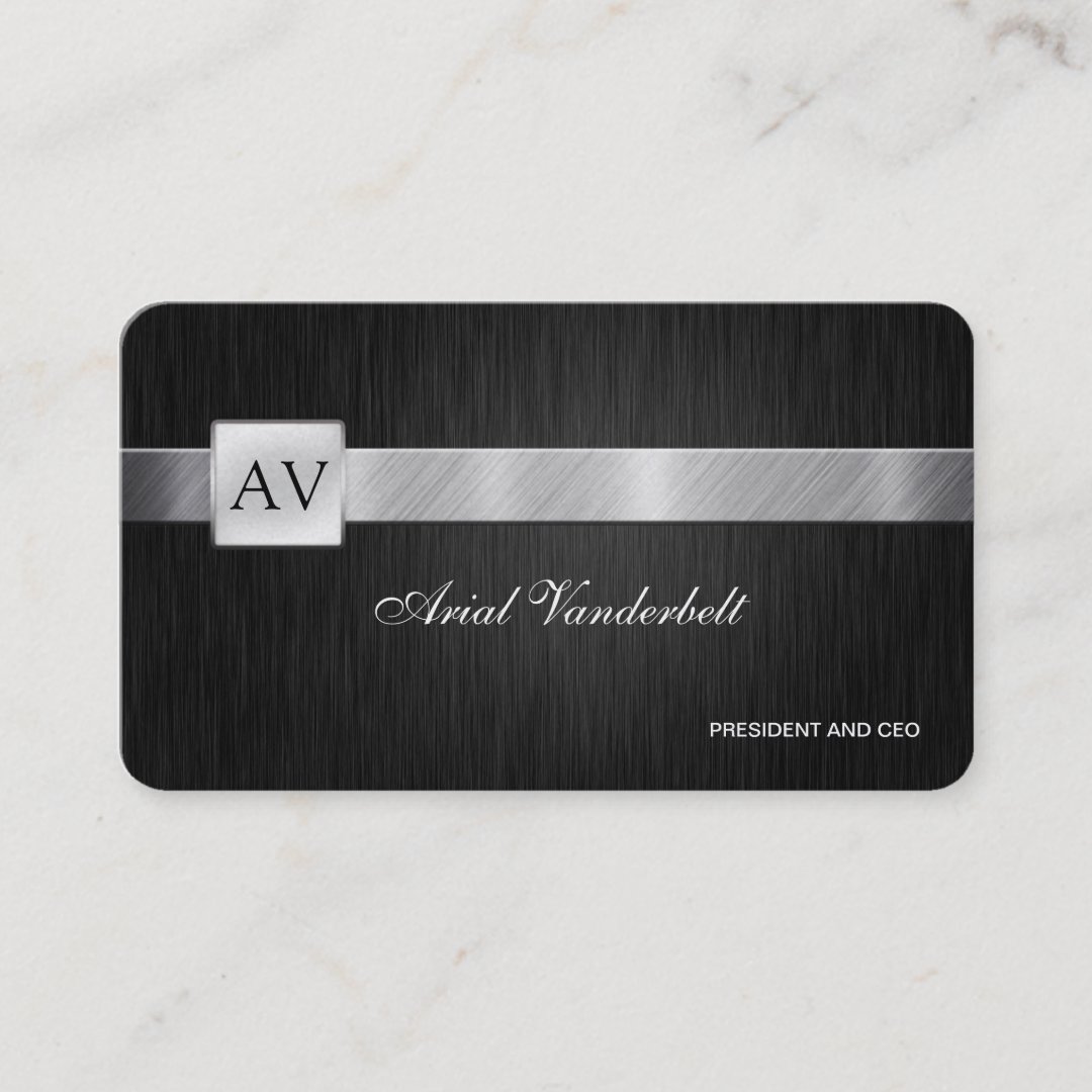 Elegant & Modern Black and Silver Business Cards | Zazzle