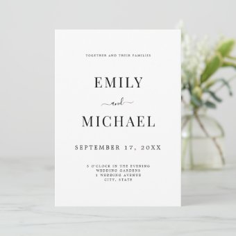 Elegant Modern Black and White Classy Wedding Invitation | Zazzle