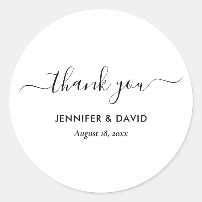 Elegant Modern Black and White Thank You Stickers | Zazzle