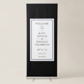 Elegant Modern Black And White Wedding Welcome Retractable Banner | Zazzle