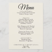 Elegant Modern Black Cream Bold Retro Wedding Menu | Zazzle