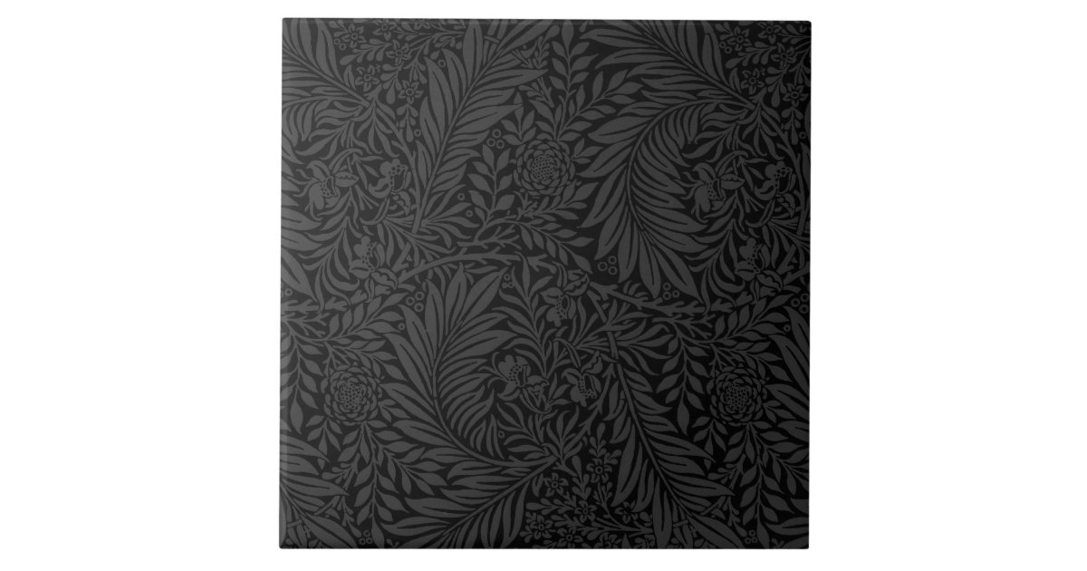 Elegant Modern Black Floral Pattern Ceramic Tile | Zazzle