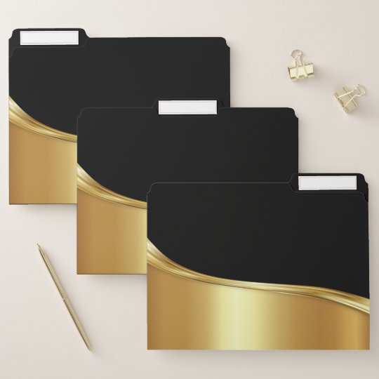 Elegant Modern Black Gold File Folder | Zazzle