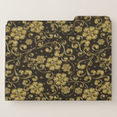 Elegant Modern Black Gold Flowers File Folder | Zazzle