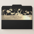 Elegant Modern Black Gold Flowers File Folder | Zazzle