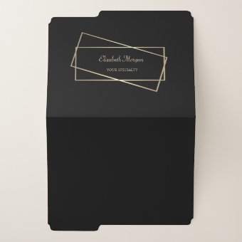 Elegant Modern Black Gold Frame File Folder | Zazzle