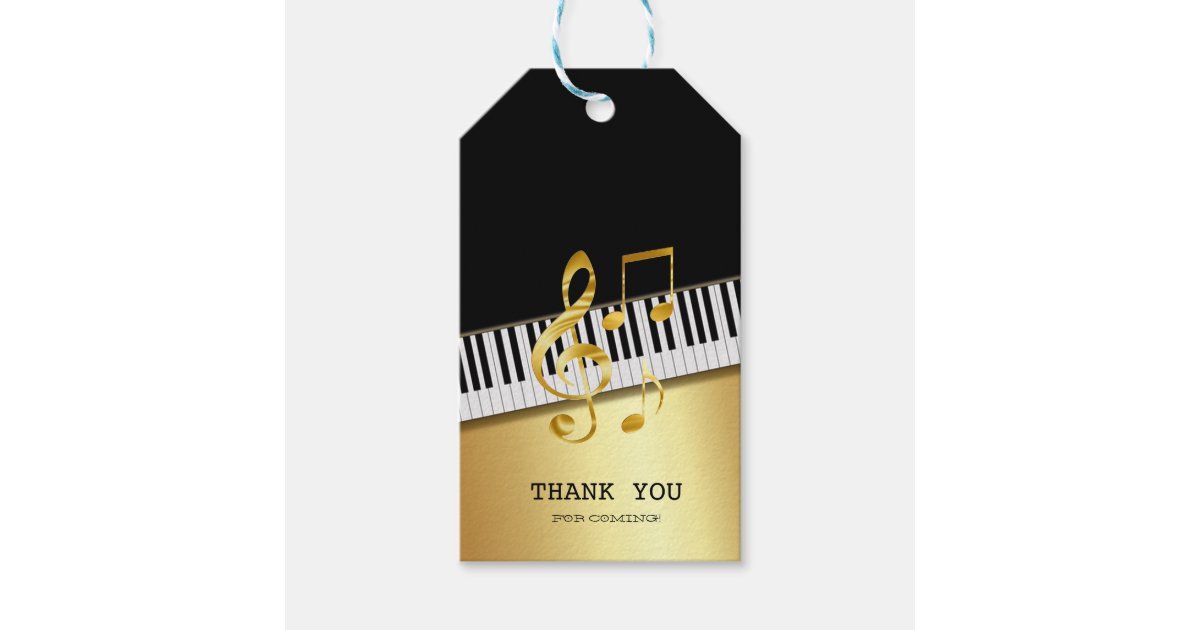 Elegant Modern Black Gold Music Notes,Piano Keys Gift Tags | Zazzle