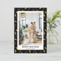 Elegant Modern Black Gold Photo New Year Card | Zazzle