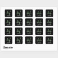 Elegant Modern Black Green Script Monogram Square Sticker | Zazzle