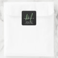 Elegant Modern Black Green Script Monogram Square Sticker | Zazzle