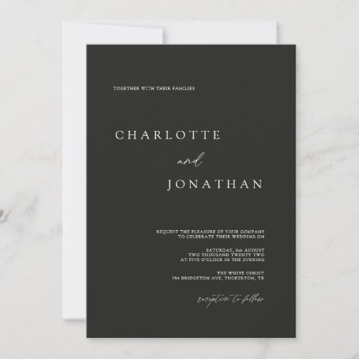 Elegant Modern Black Photo Classic Wedding Invitation | Zazzle