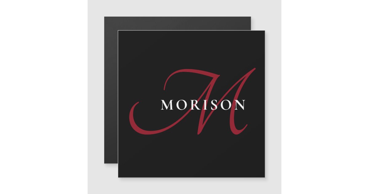 Elegant Modern Black Red Script Monogram | Zazzle