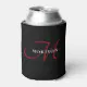 Elegant Modern Black Red Script Monogram Can Cooler | Zazzle