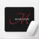 Elegant Modern Black Red Script Monogram Mouse Pad | Zazzle