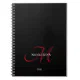 Elegant Modern Black Red Script Monogram Notebook | Zazzle
