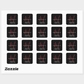 Elegant Modern Black Red Script Monogram Square Sticker | Zazzle
