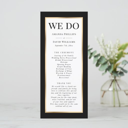Elegant Modern Black White and Gold Wedding Program | Zazzle