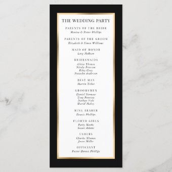 Elegant Modern Black White and Gold Wedding Program | Zazzle