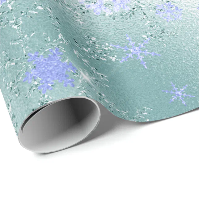 Elegant Modern Blue Christmas Snowflake Pattern Wrapping Paper | Zazzle