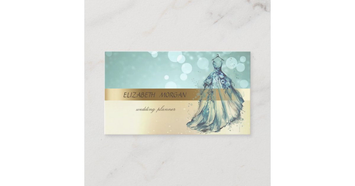 Elegant Modern Blue Dress Business Card | Zazzle
