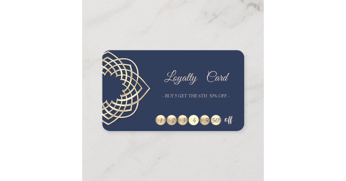 Elegant Modern Blue Gold Loyalty Card | Zazzle