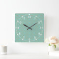 Elegant Modern Blue Orange Circles Wavy Stripes Square Wall Clock | Zazzle