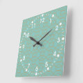 Elegant Modern Blue Orange Circles Wavy Stripes Square Wall Clock | Zazzle