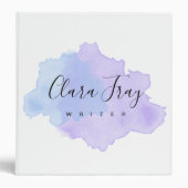 Elegant modern blue & purple watercolor writer 3 ring binder | Zazzle